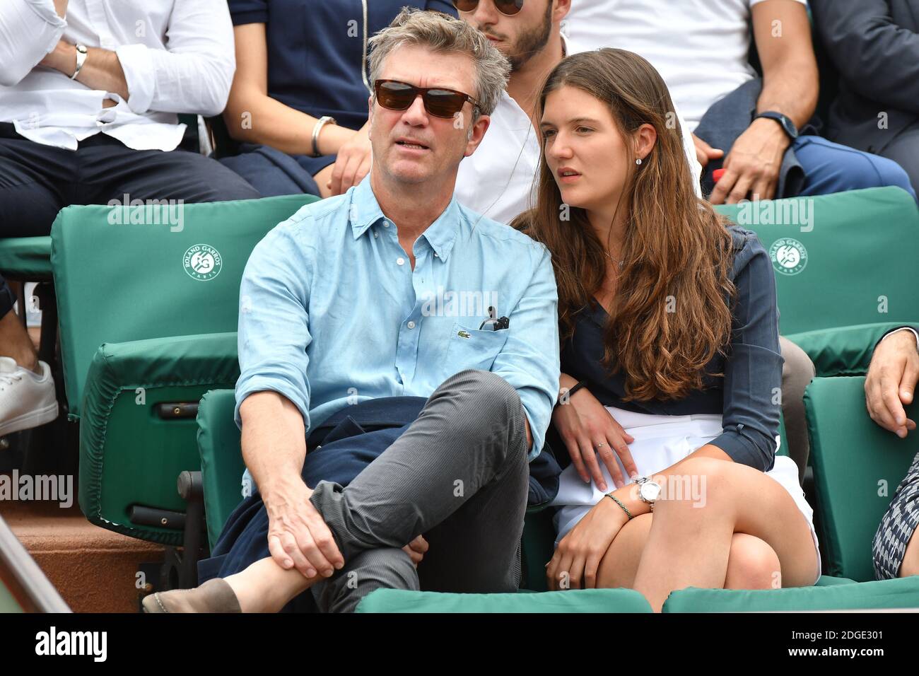 Actor Philippe Caroit and his daughter Blanche attend the French Tennis ...