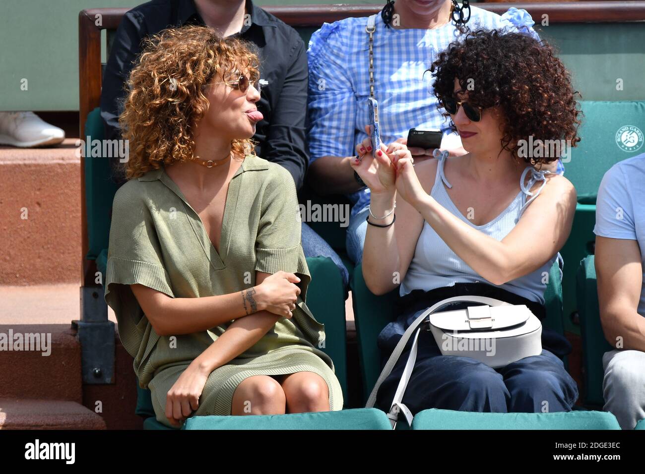 Singer Tal Benyerzi and her friend attend the French Tennis Open at ...