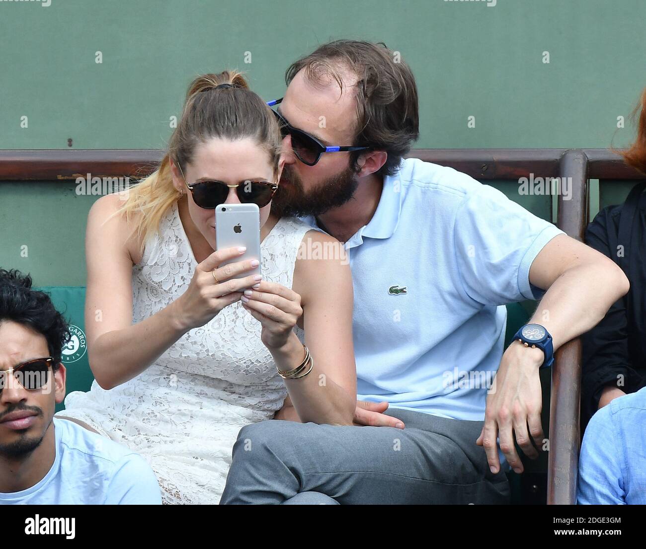 Actor Antoine Gouy and his wife attend the French Tennis Open at Roland ...