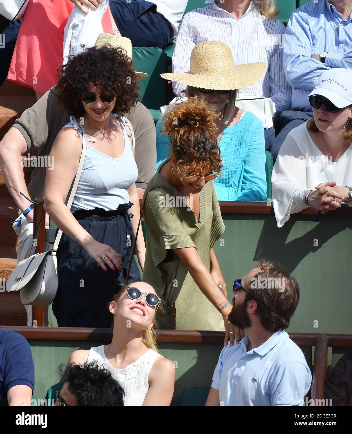 Singer Tal Benyerzi and her friend attend the French Tennis Open at ...