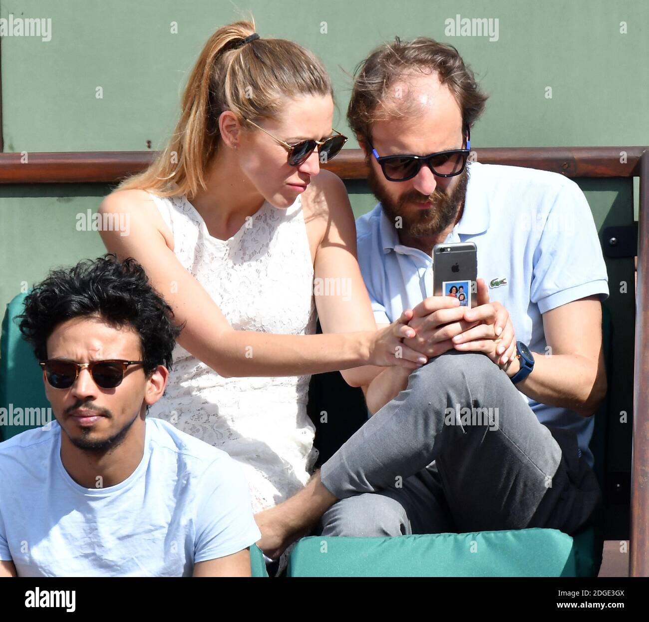 Actor Antoine Gouy and his wife attend the French Tennis Open at Roland ...