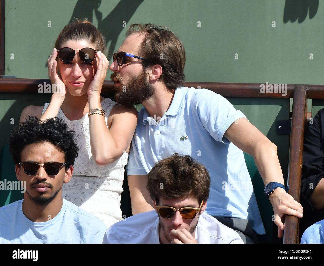 Actor Antoine Gouy and his wife attend the French Tennis Open at Roland ...