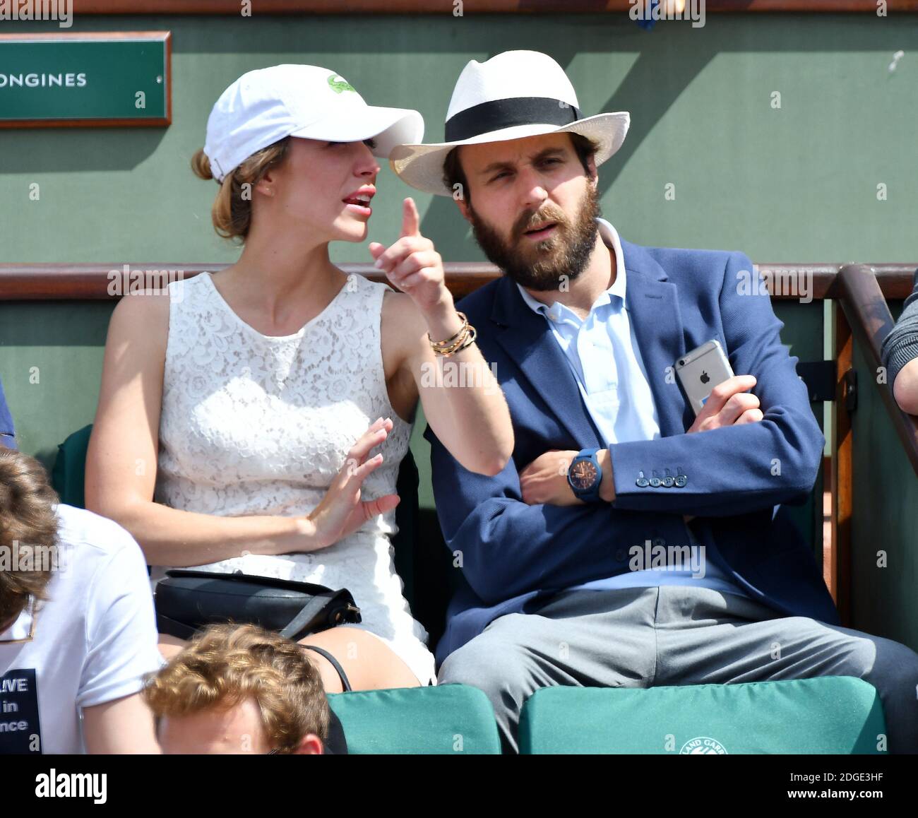 Actor Antoine Gouy and his wife attend the French Tennis Open at Roland ...