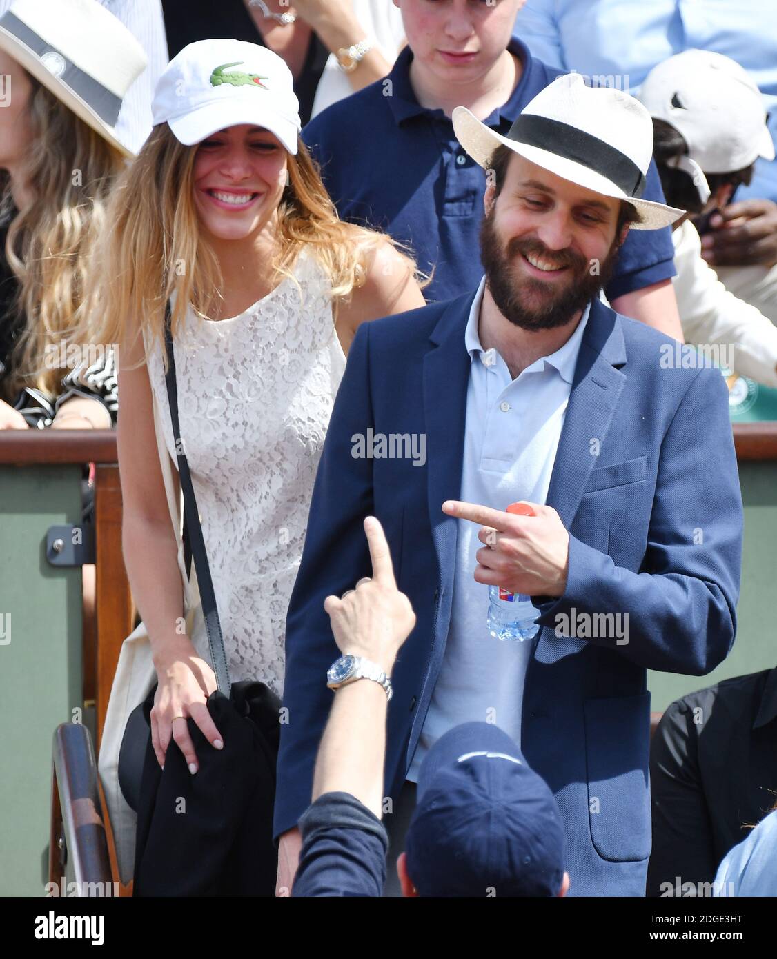 Actor Antoine Gouy and his wife attend the French Tennis Open at Roland ...