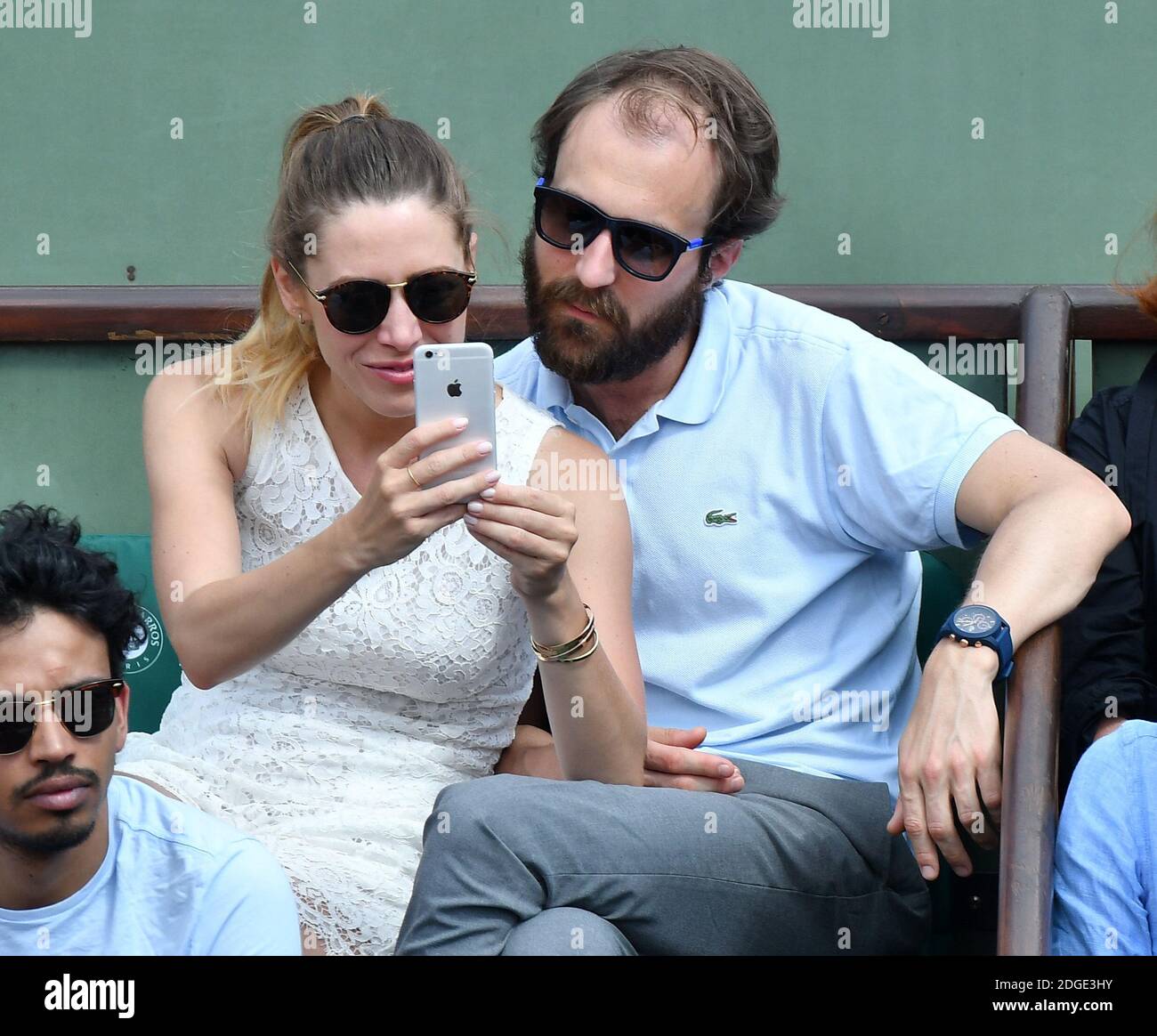 Actor Antoine Gouy and his wife attend the French Tennis Open at Roland ...