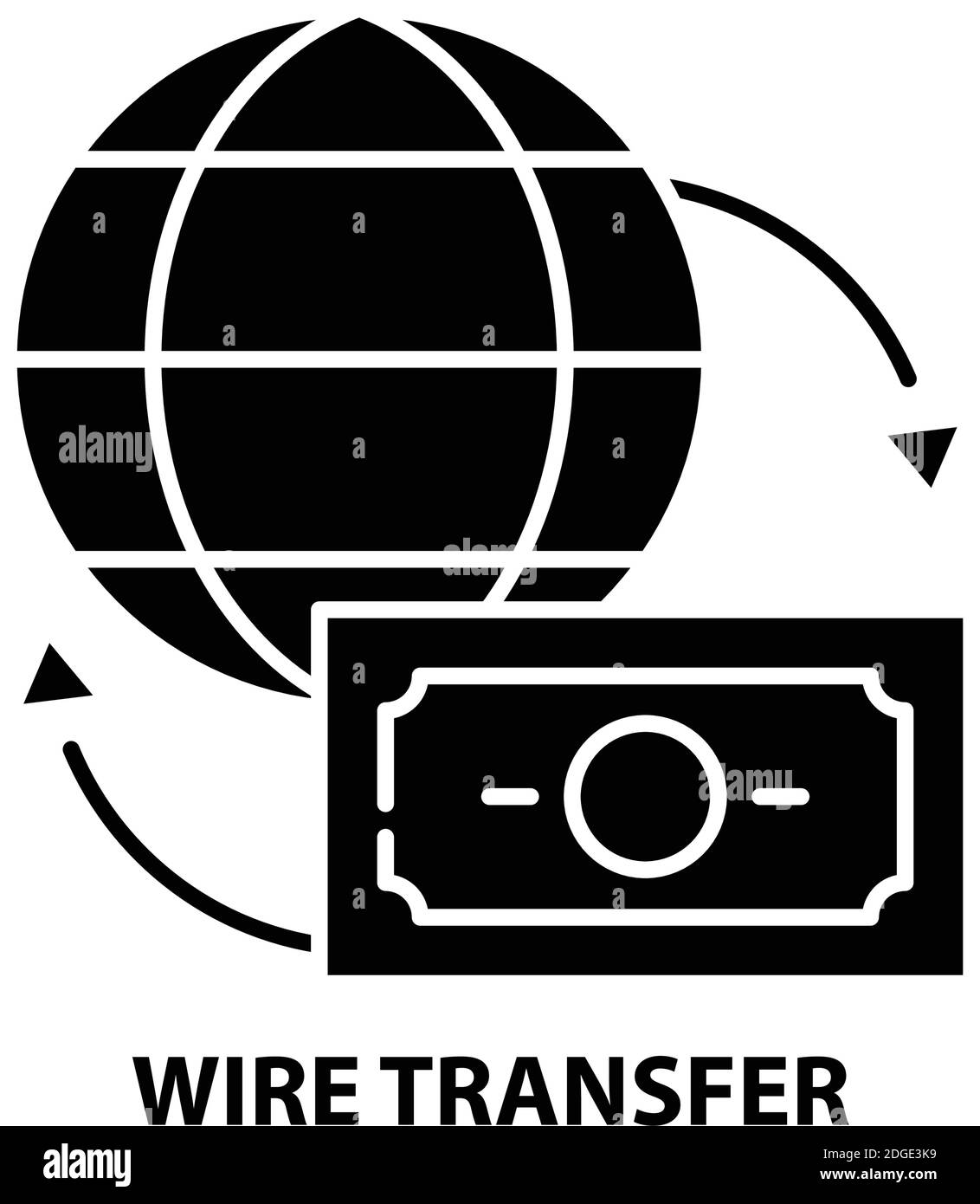 wire transfer icon, black vector sign with editable strokes, concept ...