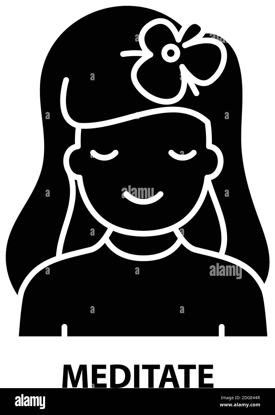 meditate icon, black vector sign with editable strokes, concept ...