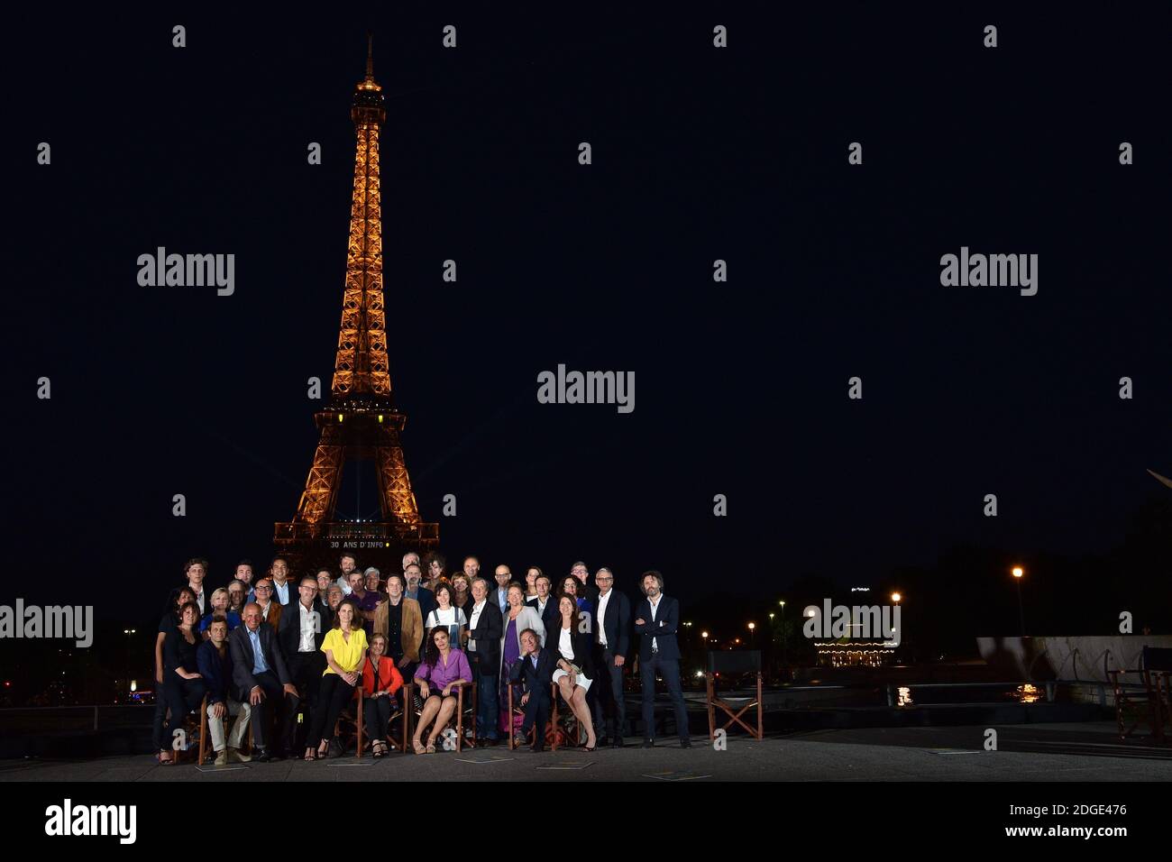 Journalists of French public radio news station franceinfo pose in ...