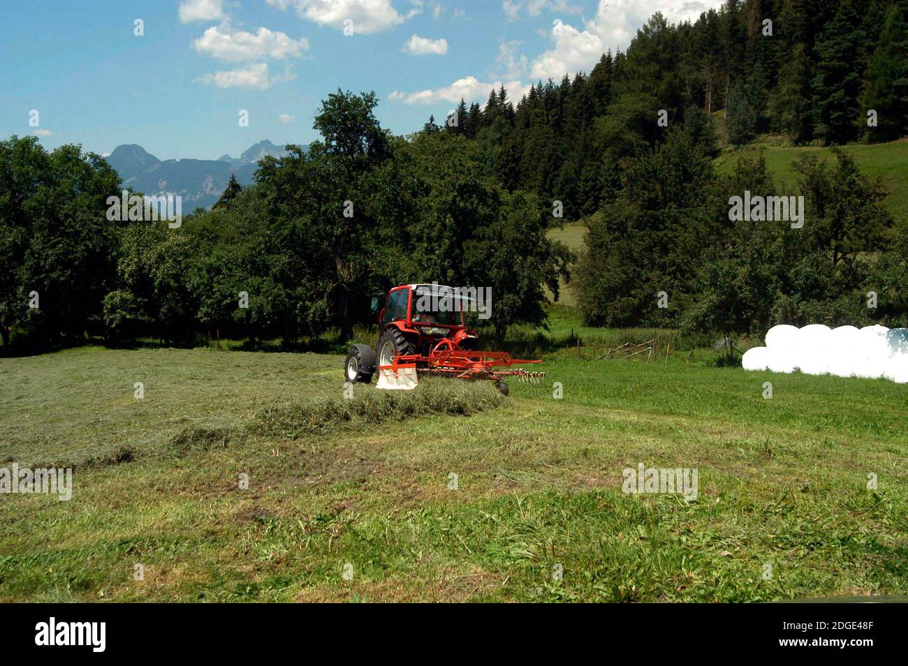 Tractor turning hay on field hi-res stock photography and images - Alamy