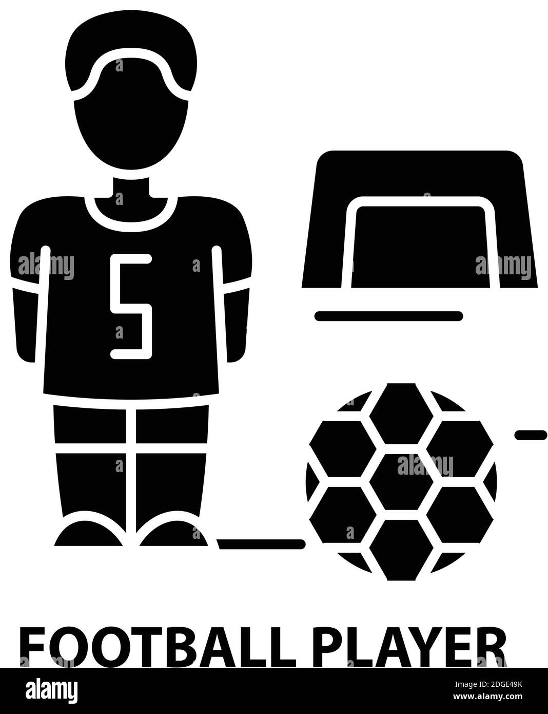 football player symbol icon, black vector sign with editable strokes ...