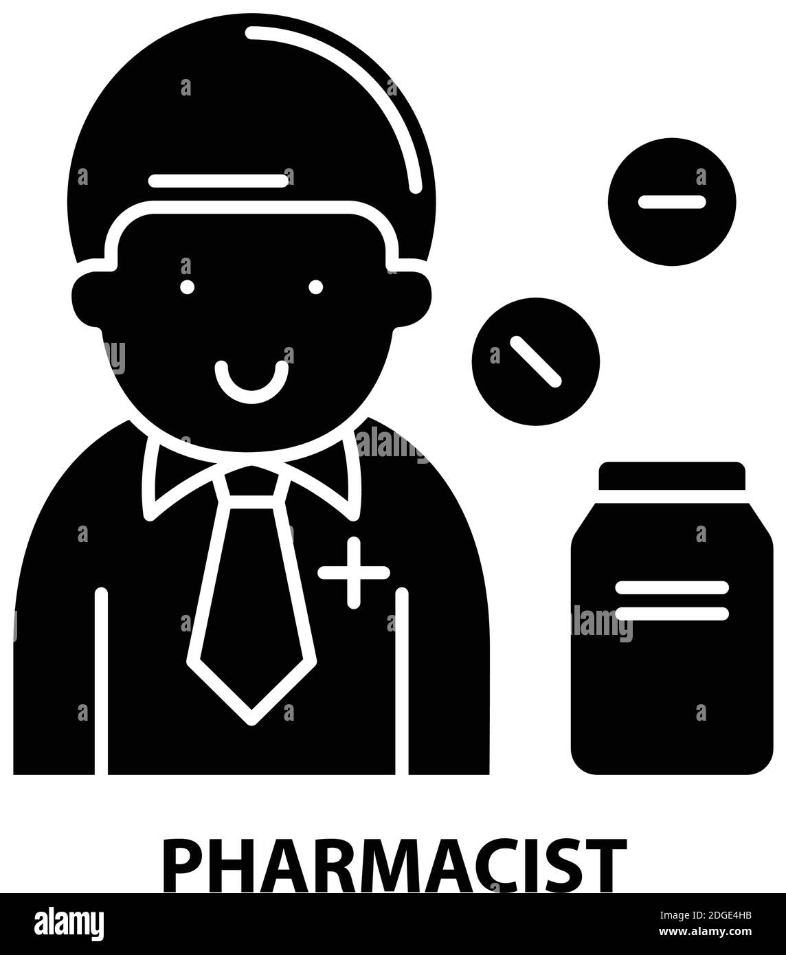 pharmacist icon, black vector sign with editable strokes, concept ...