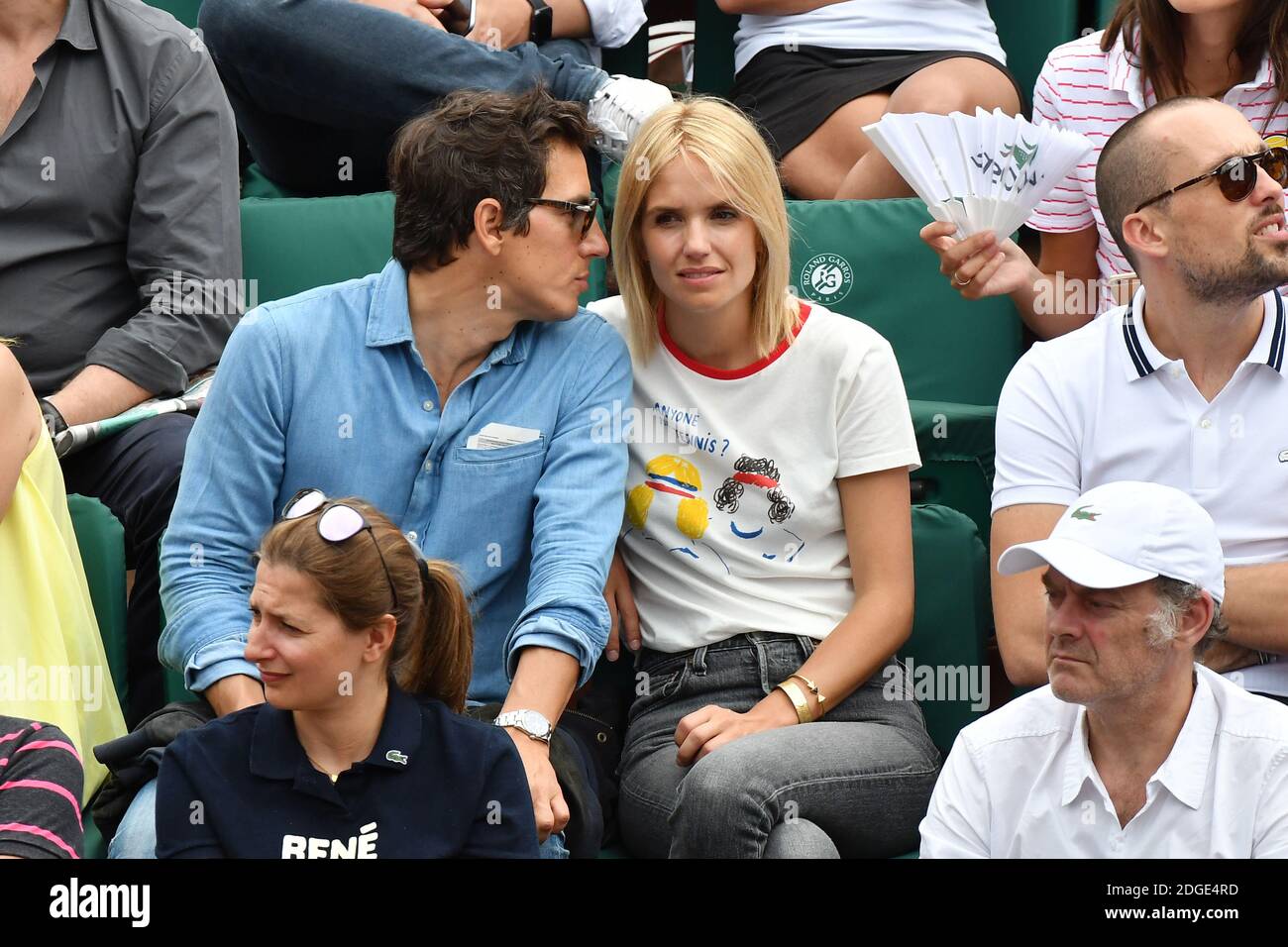Actress Laurence Arne and her boyfriend attend the French Tennis Open ...