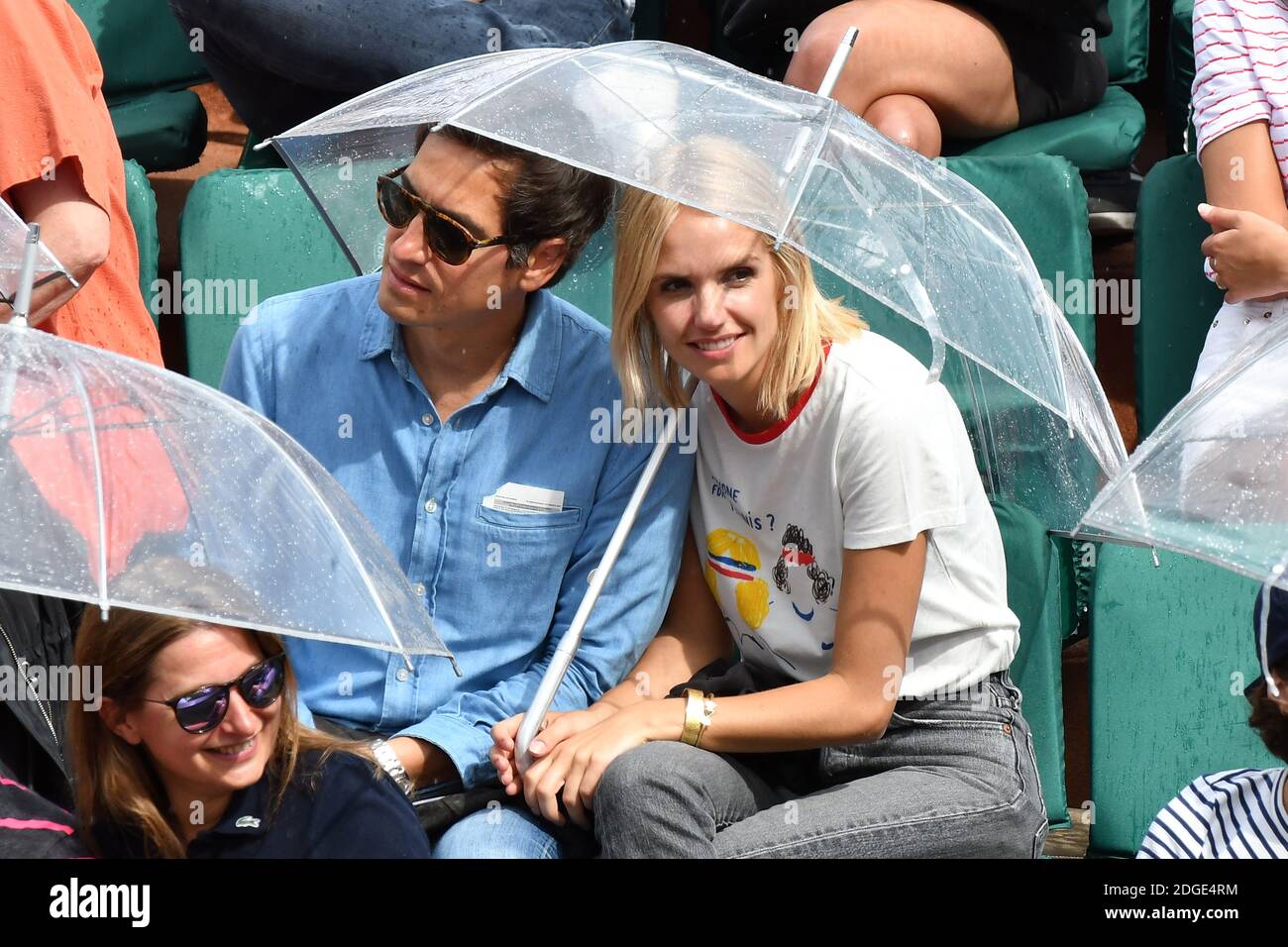 Actress Laurence Arne and her boyfriend attend the French Tennis Open ...