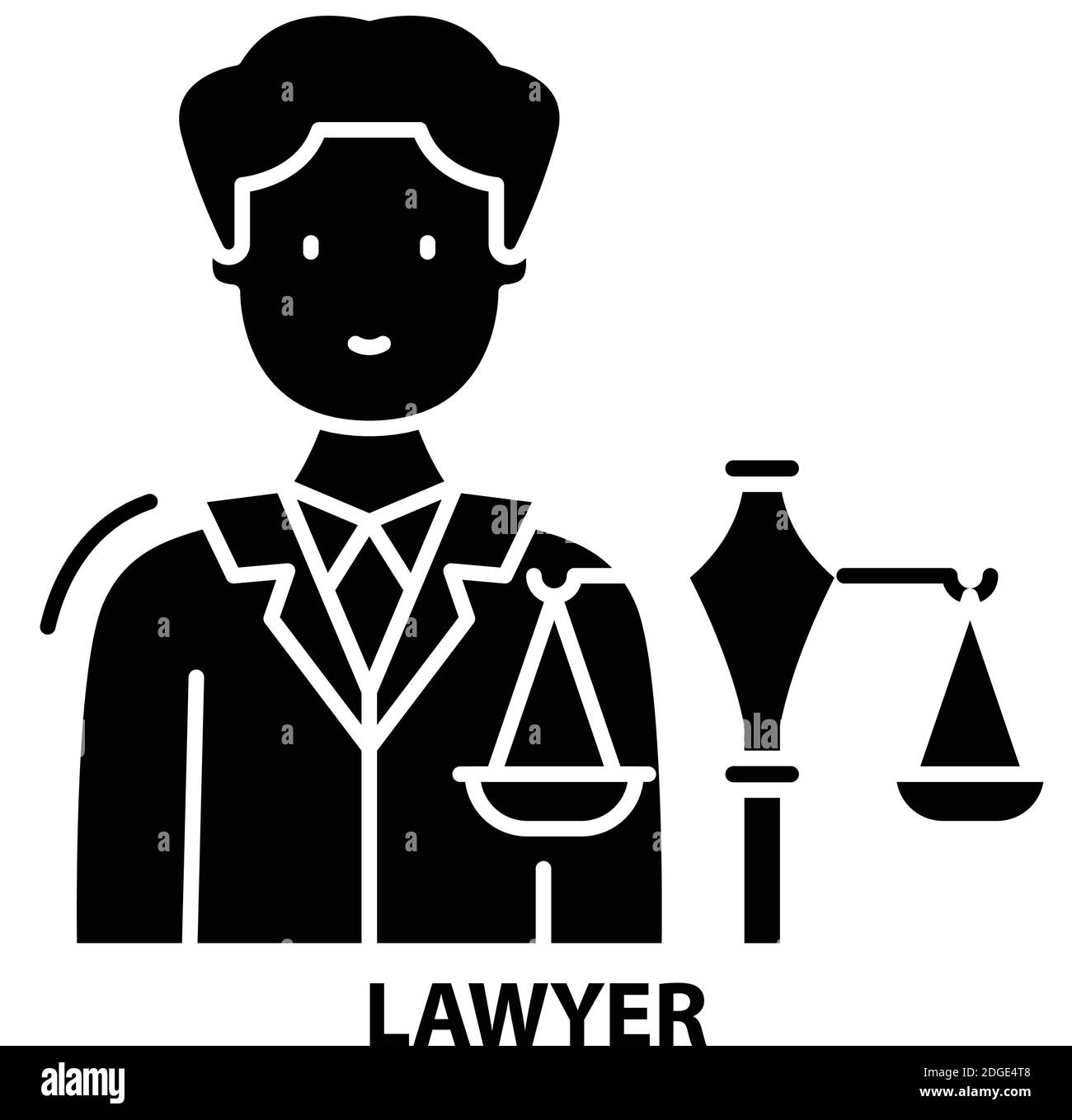 lawyer icon, black vector sign with editable strokes, concept ...