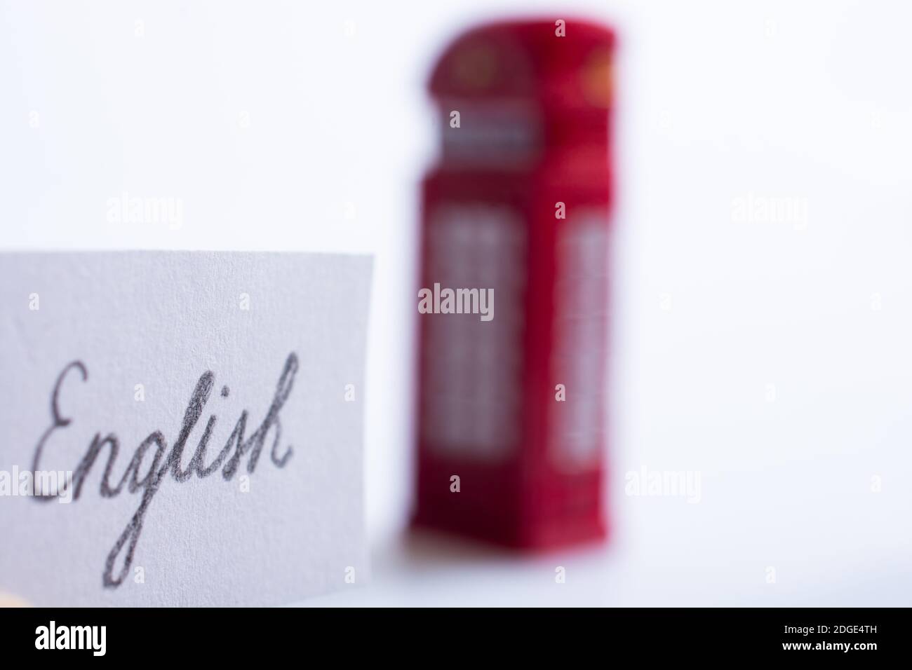 Notepaper with English wording near the British telephone booth Stock ...