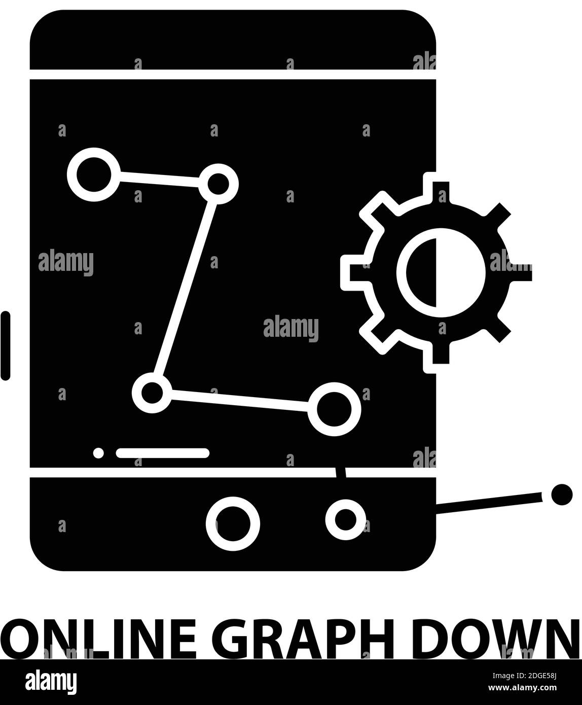 online graph down icon, black vector sign with editable strokes ...