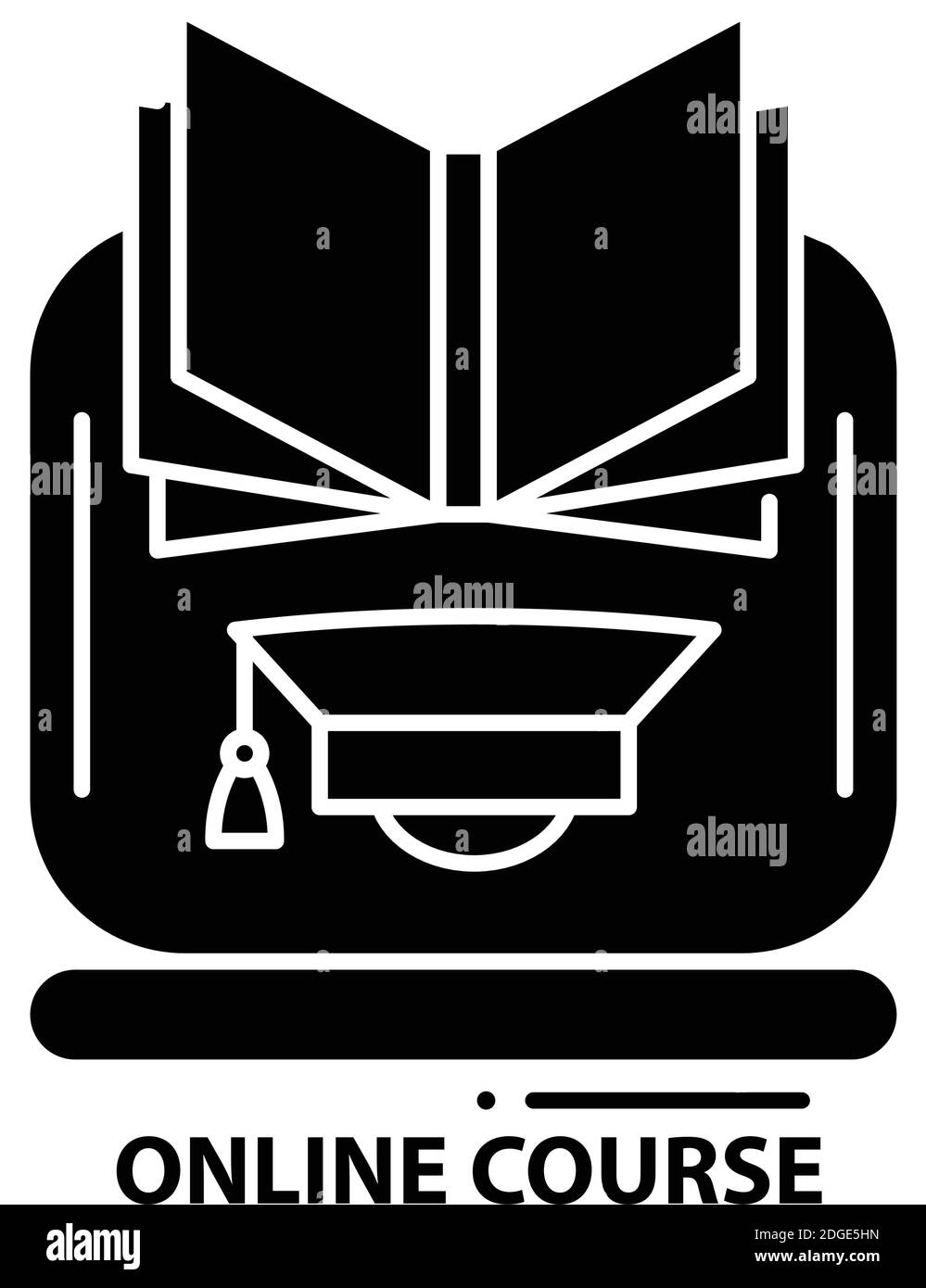 online course icon, black vector sign with editable strokes, concept ...