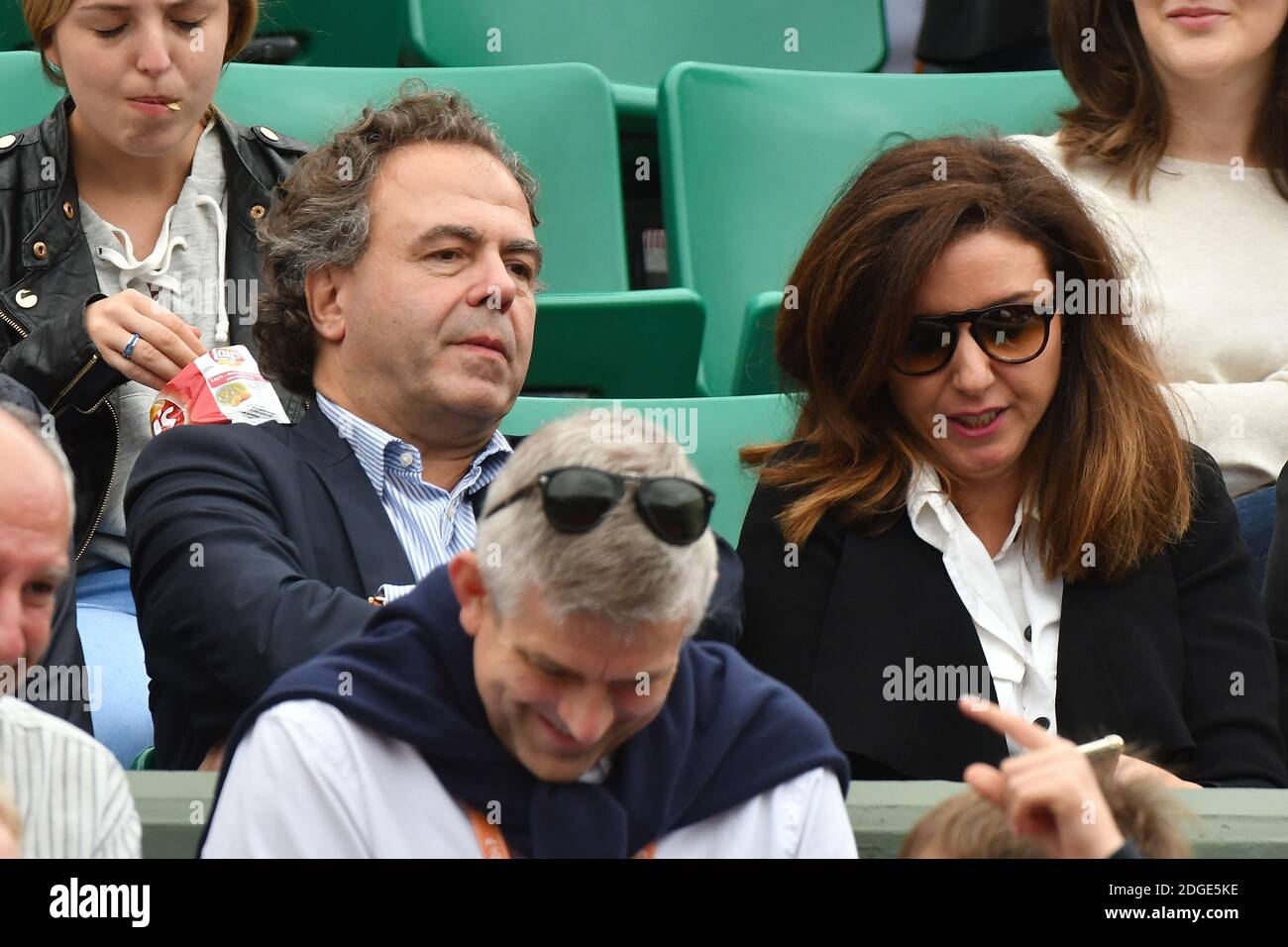Luc Chatel and Mahnaz Hatami attending the French Tennis Open at Roland ...