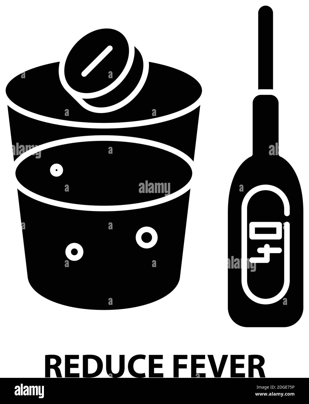 reduce fever icon, black vector sign with editable strokes, concept ...