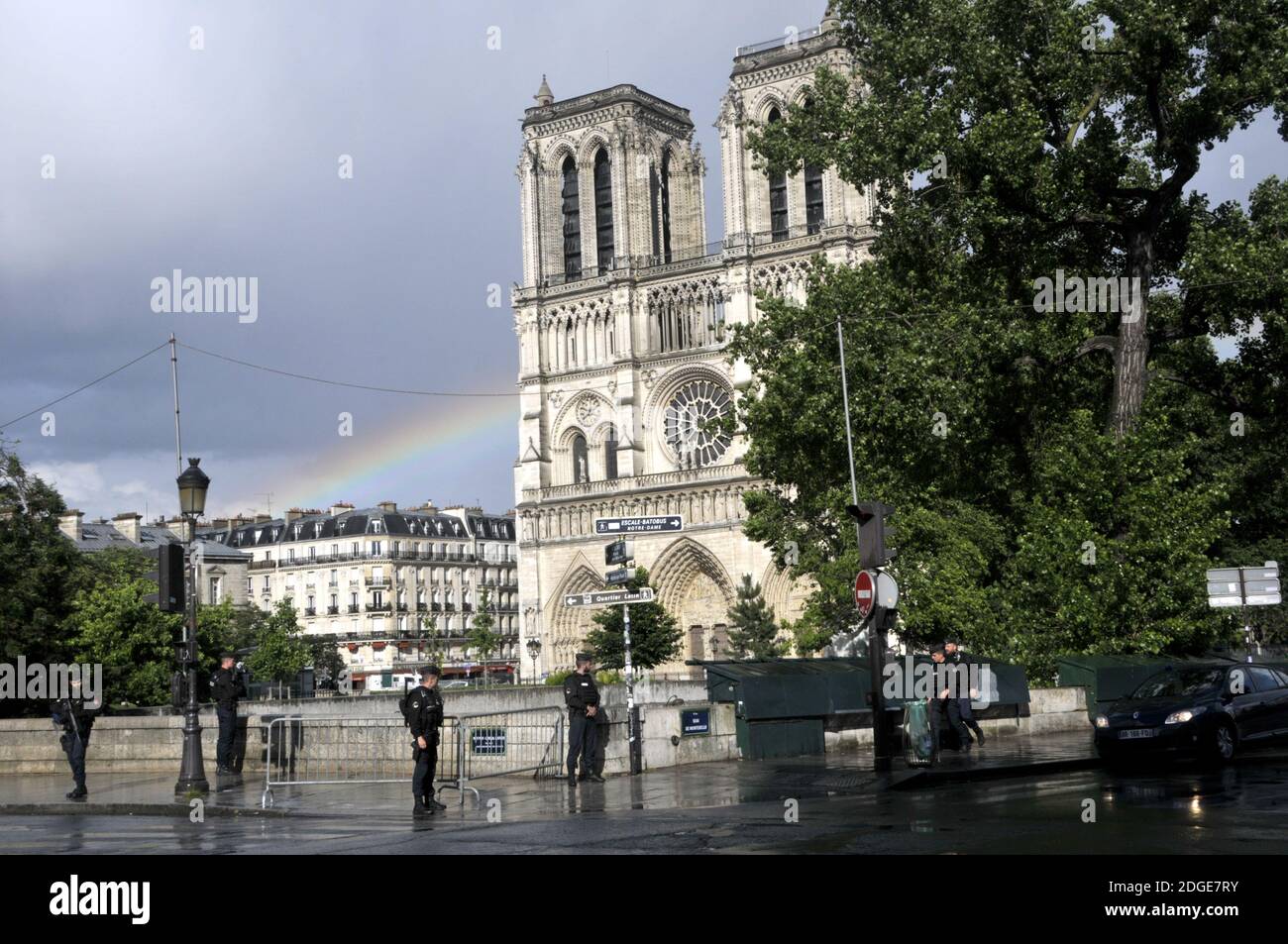 Notre dame de paris also known as notre dame cathedral police paris hi ...