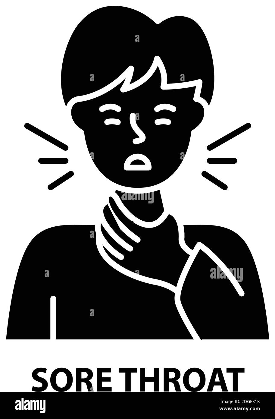 sore throat icon, black vector sign with editable strokes, concept ...