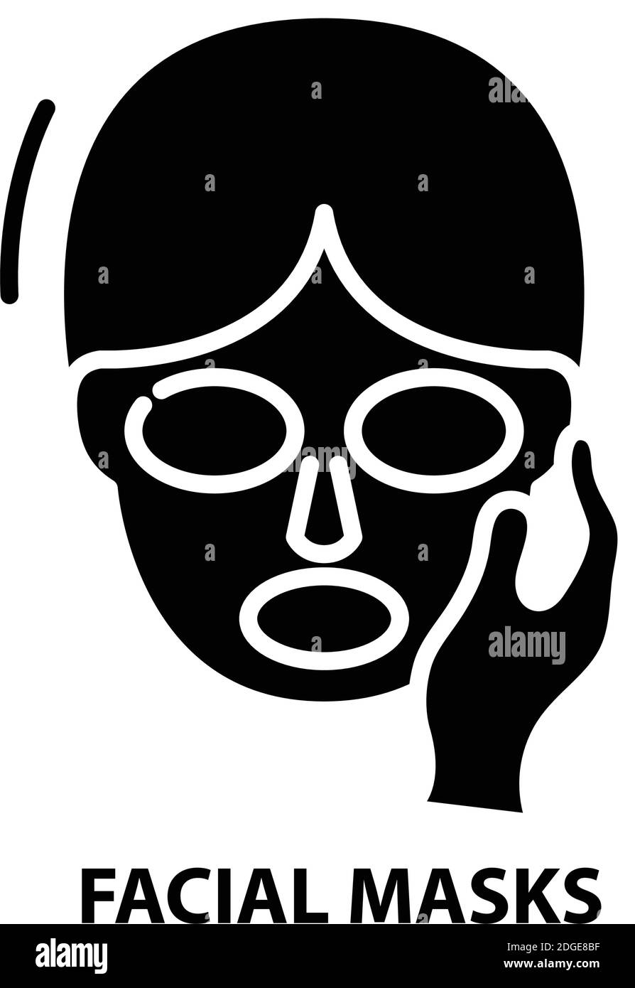 facial masks icon, black vector sign with editable strokes, concept illustration Stock Vector ...