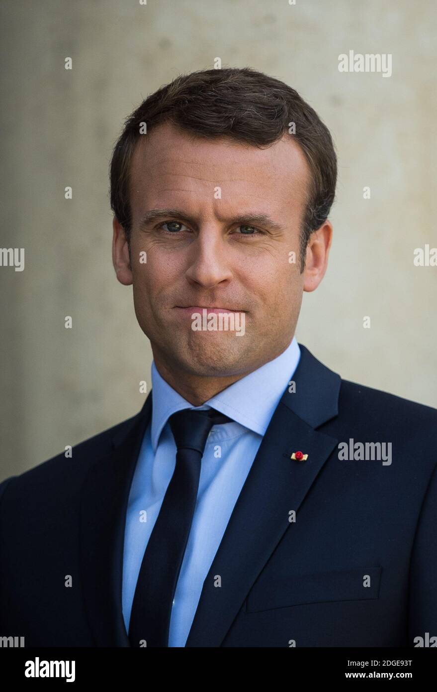 Portrait French president Emmanuel Macron is pictured on June 8, 2017 ...