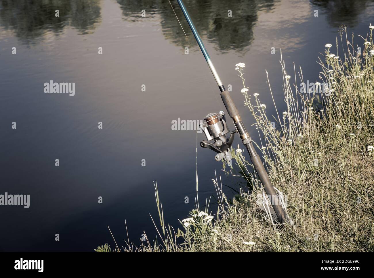 Fishing tackle for catching fish in the river Stock Photo - Alamy