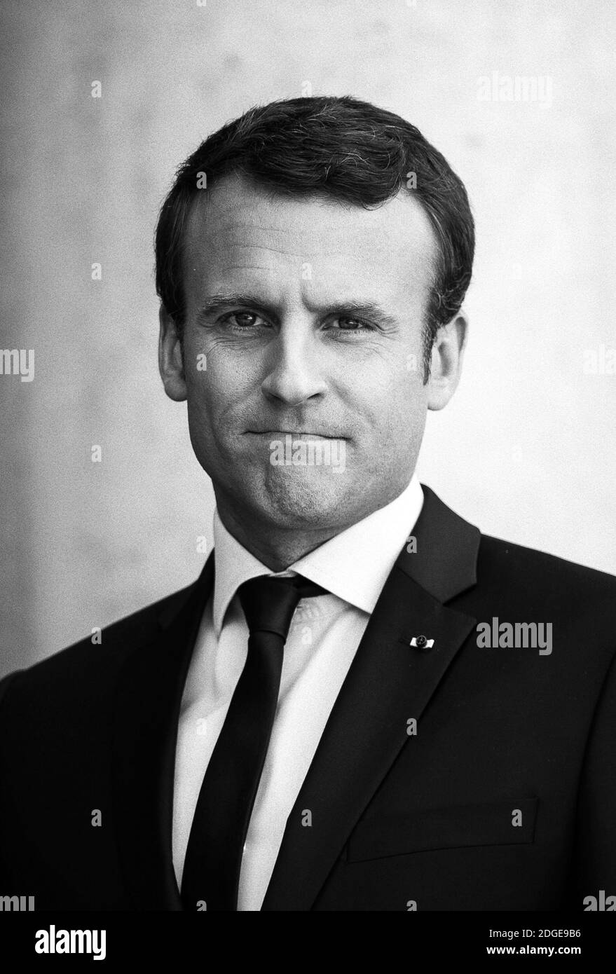 Portrait French president Emmanuel Macron is pictured on June 8, 2017 ...