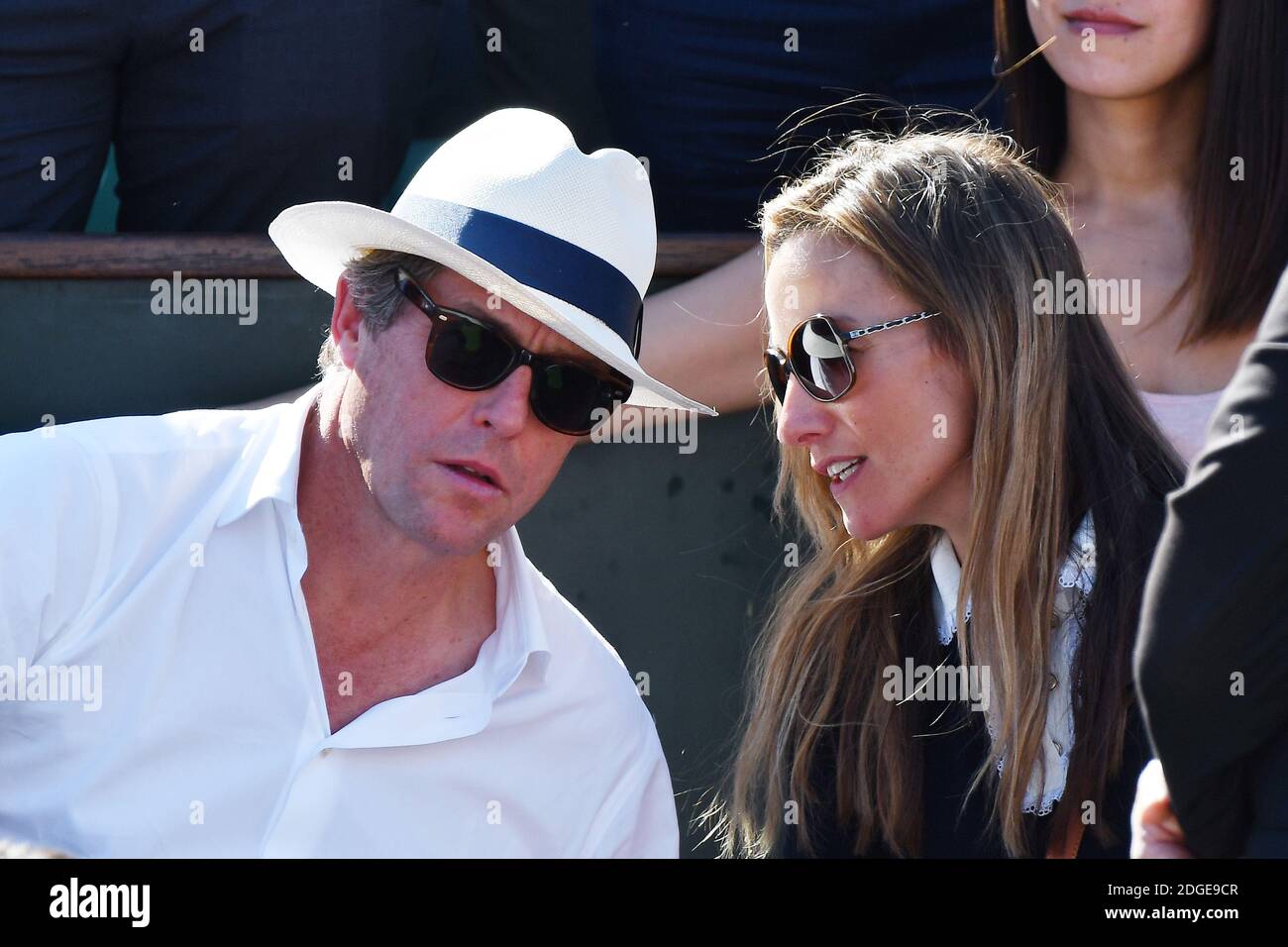 Actor Hugh Grant and Anna Eberstein attend the 2017 French Tennis Open ...