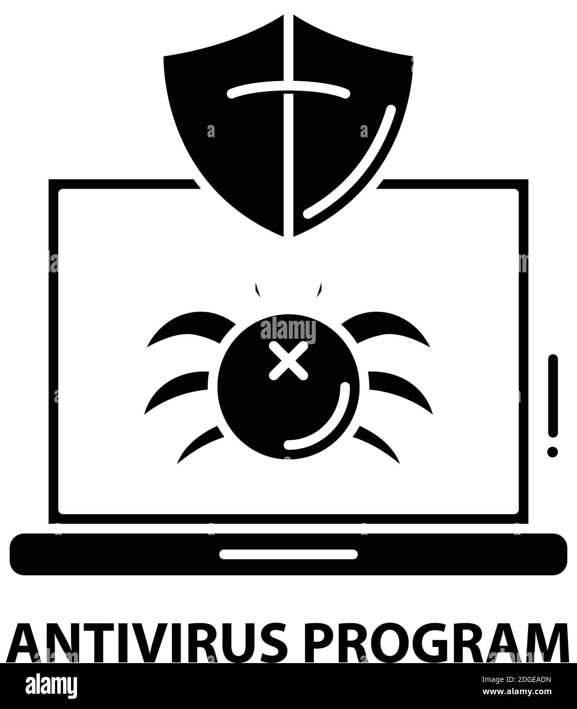 antivirus program icon, black vector sign with editable strokes ...