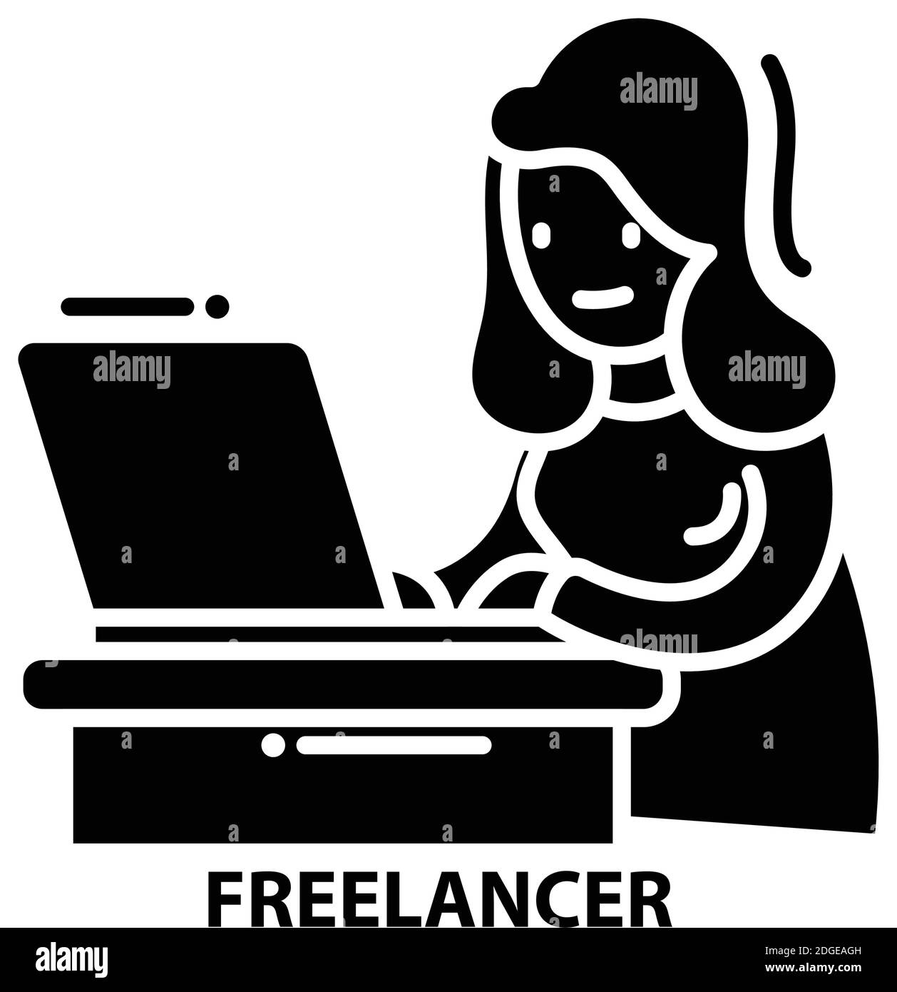 freelancer icon, black vector sign with editable strokes, concept ...