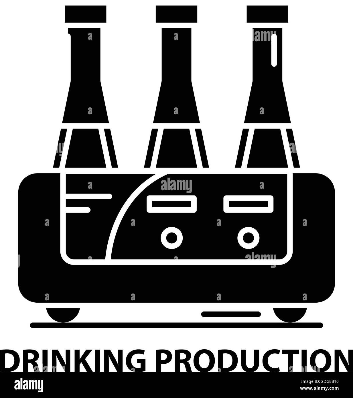 drinking production icon, black vector sign with editable strokes ...