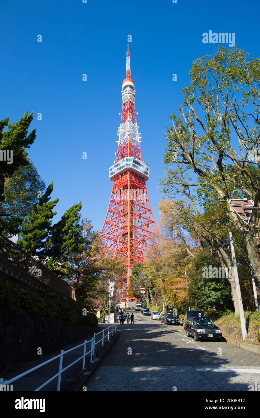Tokyo Tower seen from Shiba park in Minato-ku, Tokyo Stock Photo - Alamy