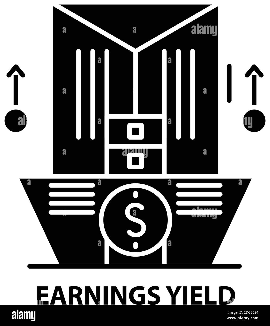 earnings yield icon, black vector sign with editable strokes, concept ...