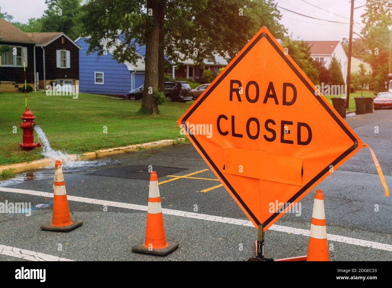 Road Closed Sign on safety warning sign applying on public busy ...