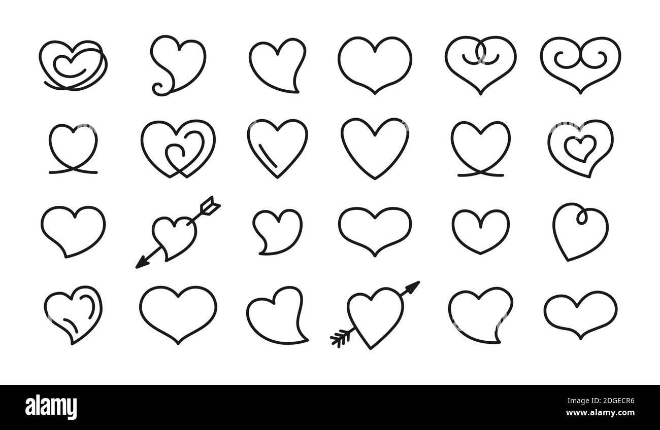 Heart doodle hand drawn icon. Valentines day hearts outline scribble ...