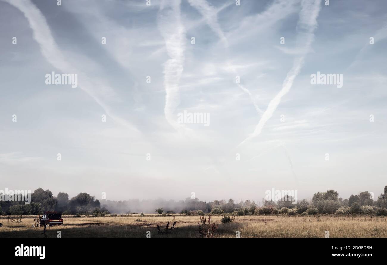 Morning landscape with sunrise over the horizon Stock Photo - Alamy