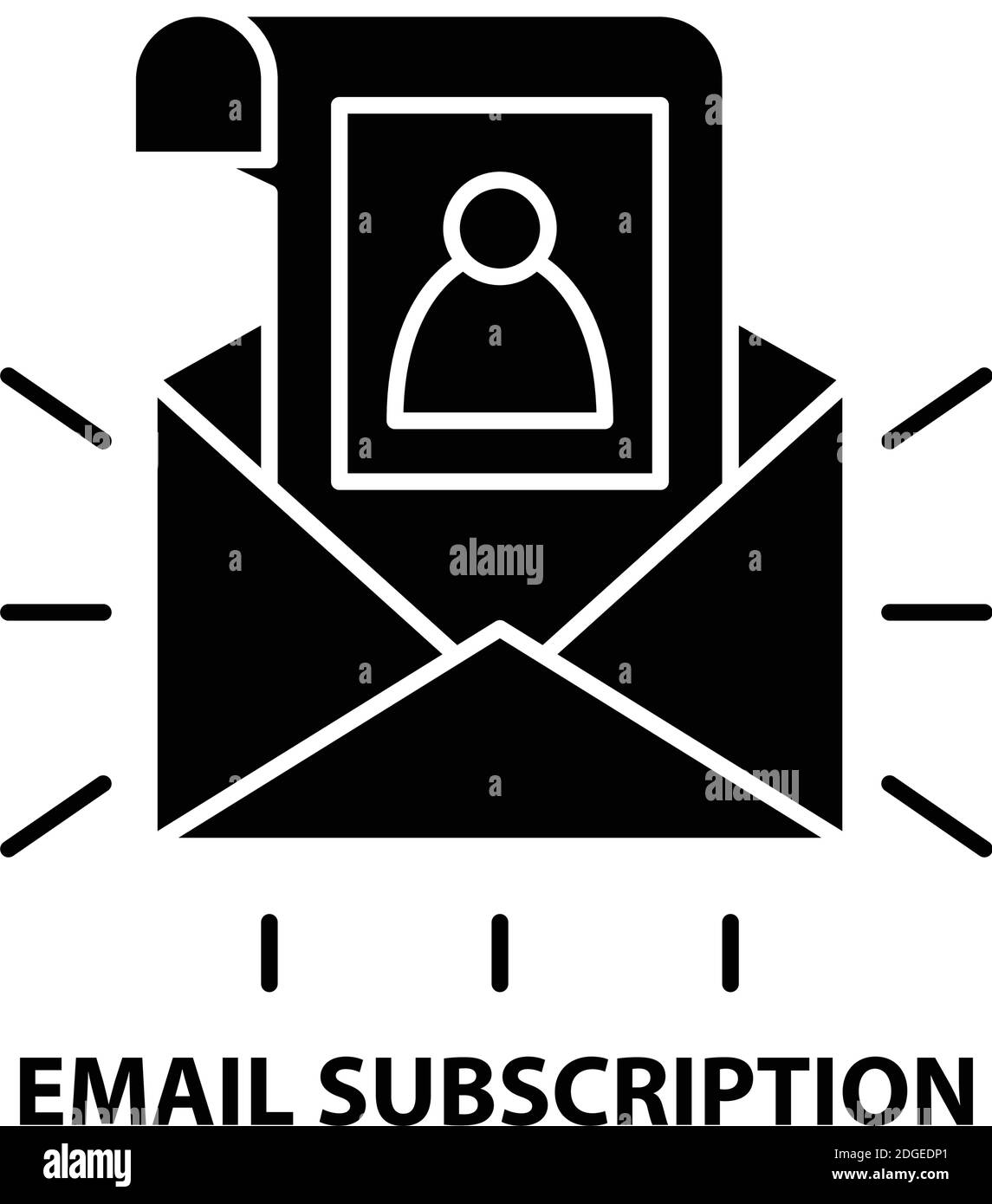 email subscription icon, black vector sign with editable strokes ...