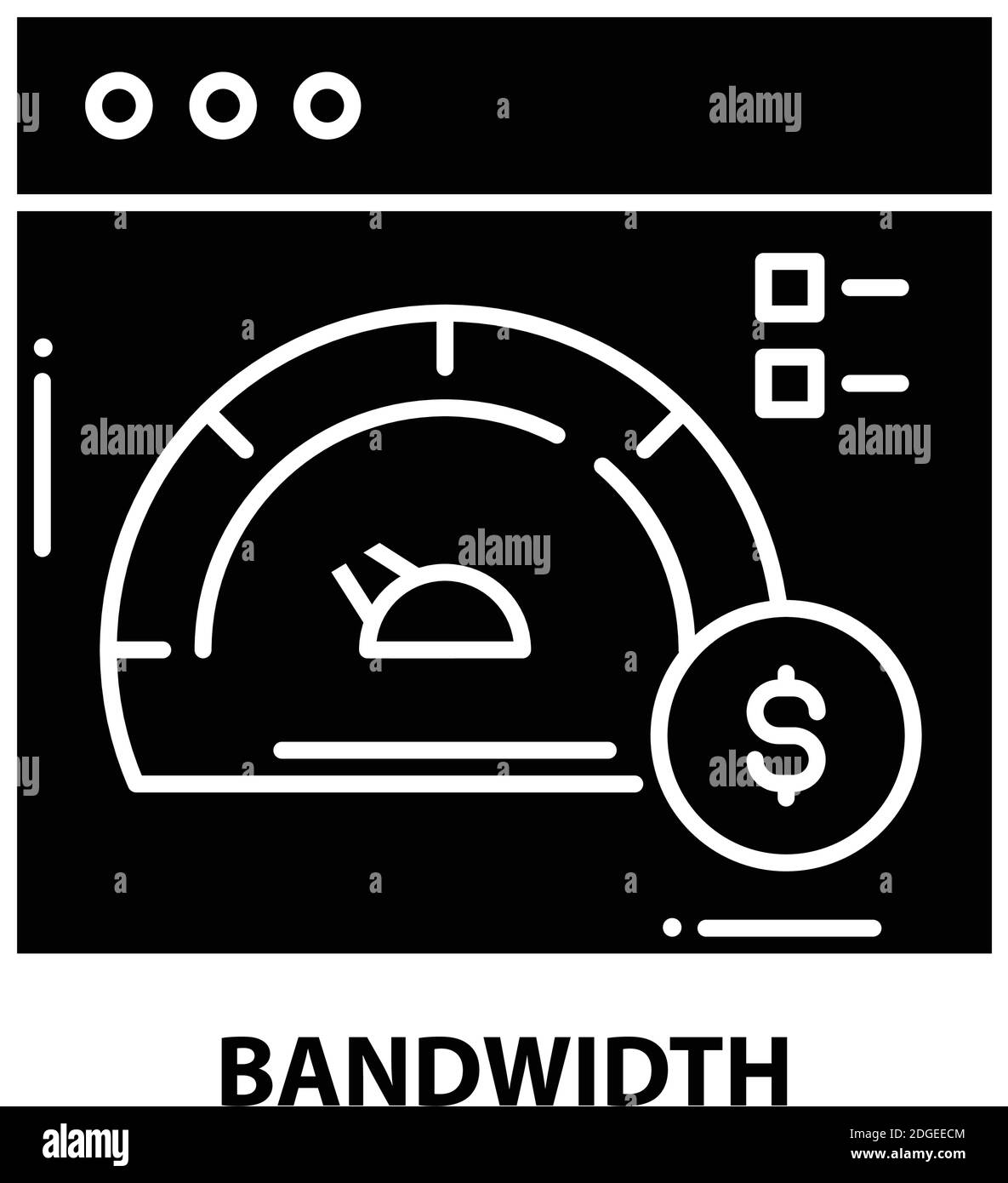 bandwidth icon, black vector sign with editable strokes, concept ...
