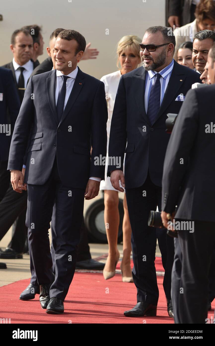 Mohammed VI of Morocco welcome French president Emmanuel Macron at the ...