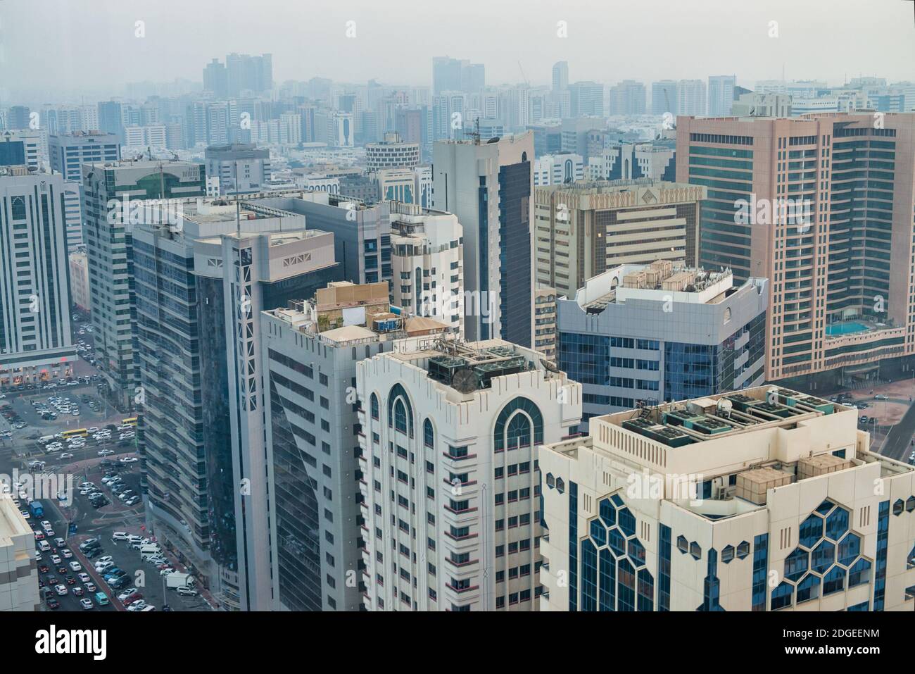 Aerial view of Al Danah district skyline in Abu Dhabi, United Arab ...