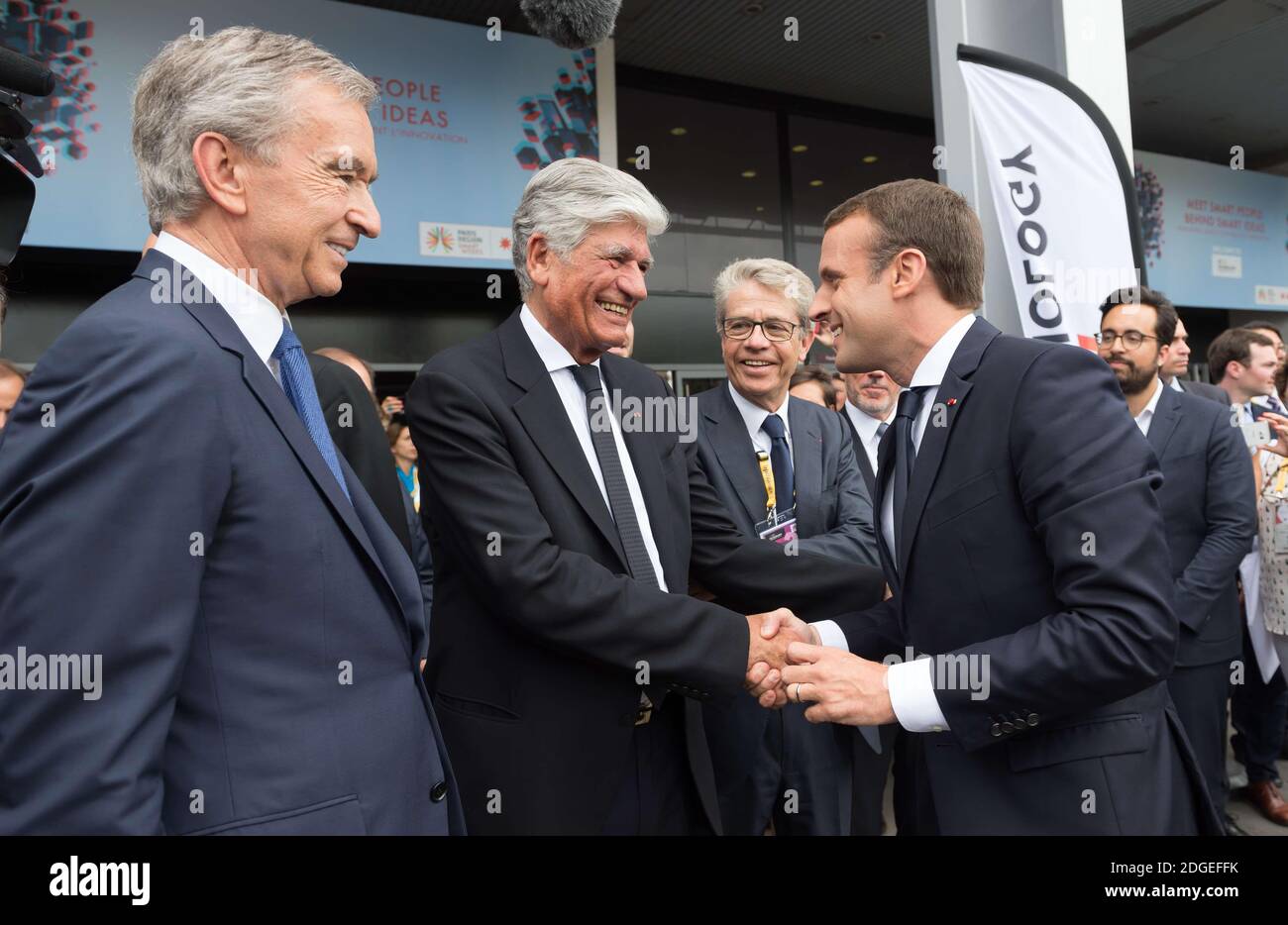 Bernard Arnault, Maurice Levy , Francis Morel and Emmanuel Macron ...