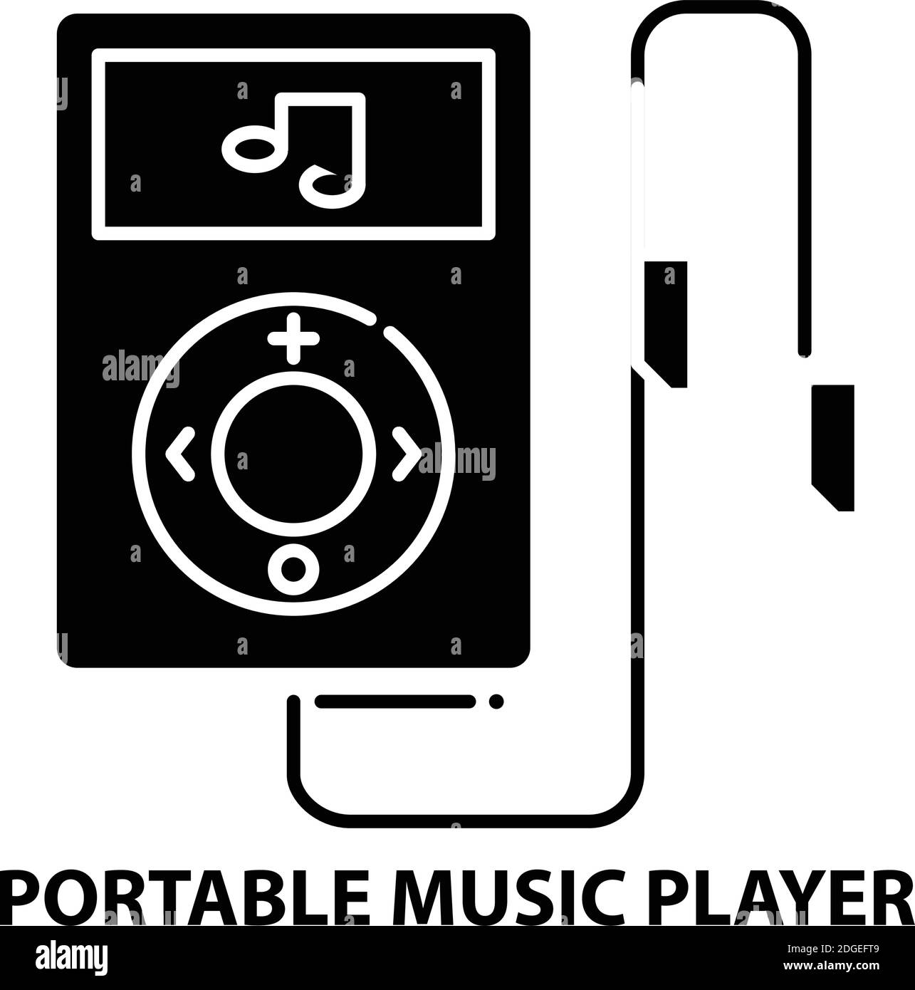 portable music player symbol icon, black vector sign with editable ...