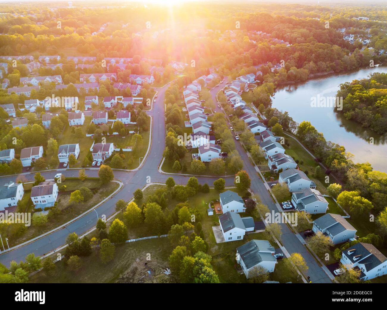 Wide panorama, aerial view with tall buildings, residential quarters in ...