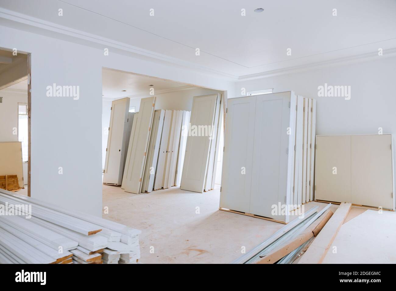 New home installing material for repairs in an apartment is under ...