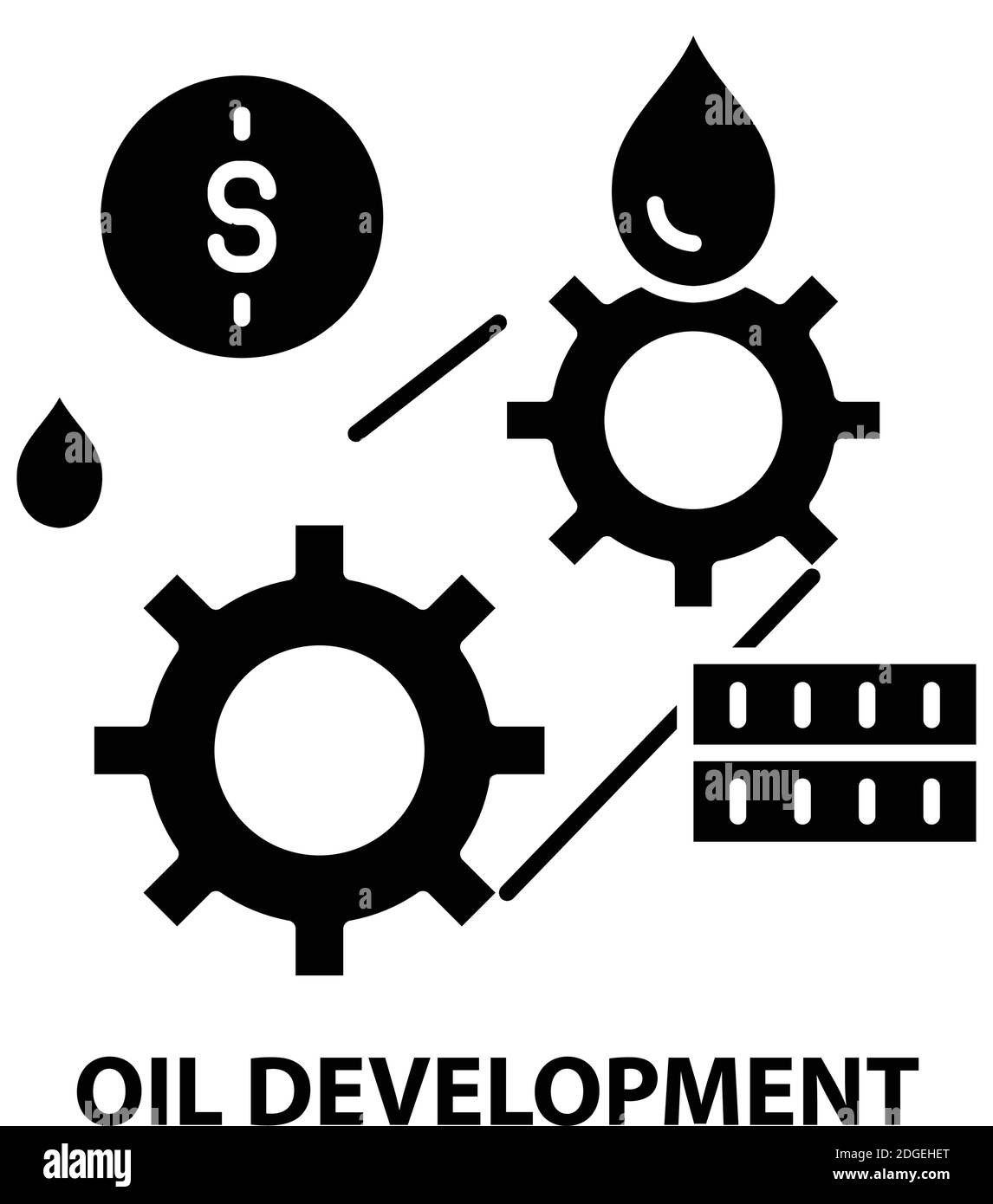 oil development icon, black vector sign with editable strokes, concept ...