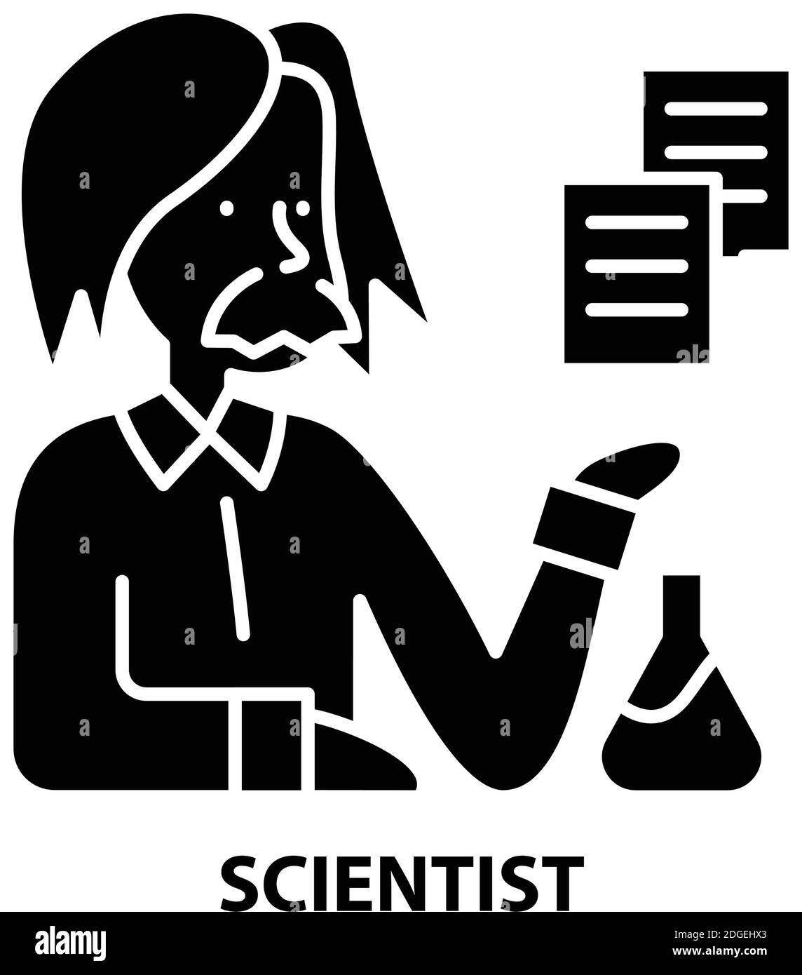 scientist icon, black vector sign with editable strokes, concept ...