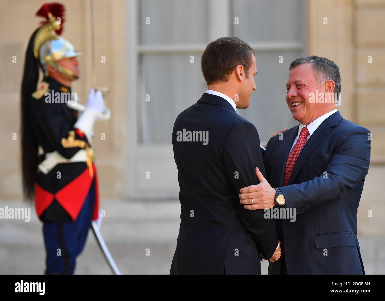 French President Emmanuel Macron welcomes Jordan's King Abdullah II ...
