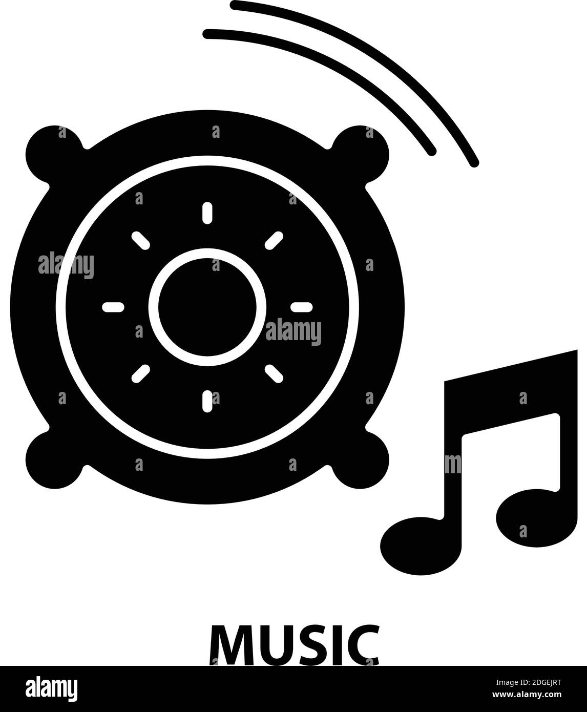 music icon, black vector sign with editable strokes, concept ...